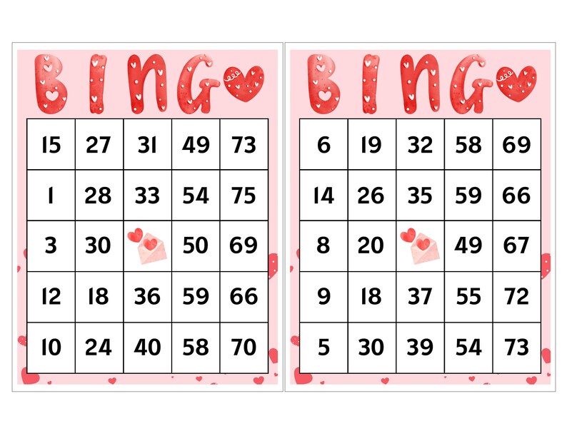 600 Valentine's Love Letter Bingo Cards - Romantic Themed Game - Ideal ...