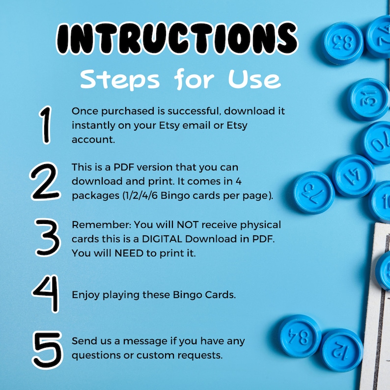 50 Simple Bingo Cards Clean Design 1/2/4/6 Cards per Page Instant ...