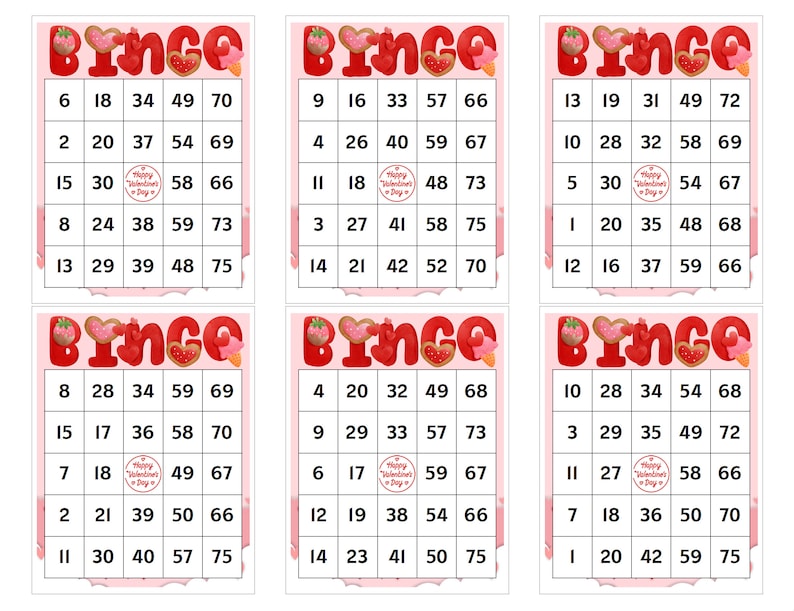 600 Valentine's Cookie Heart Bingo Cards - Sweetheart Edition - Perfect ...