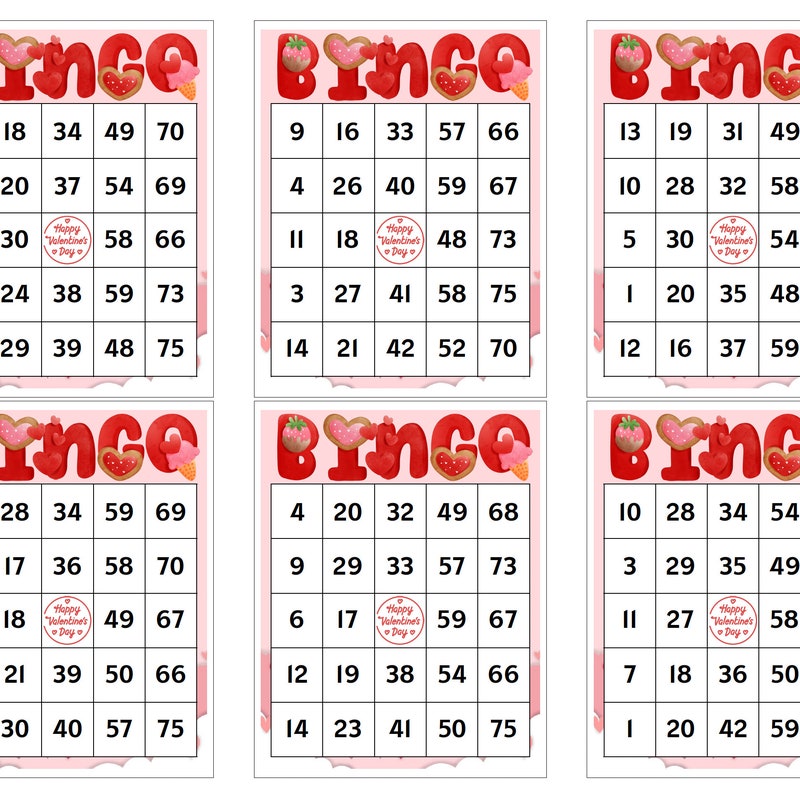 Valentine Bingo Cards - Etsy