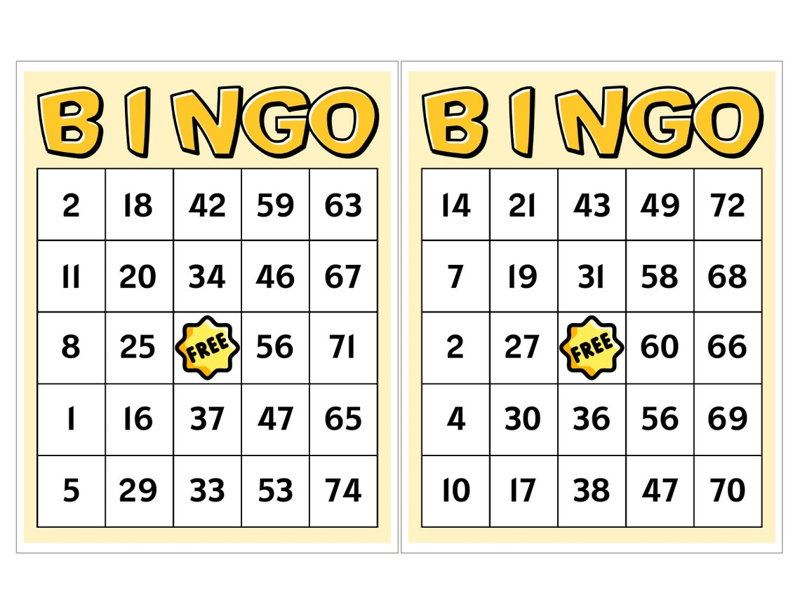 600 Simple Yellow Bingo Cards Pack - Bright, Cheerful Party Game - 1/2 ...