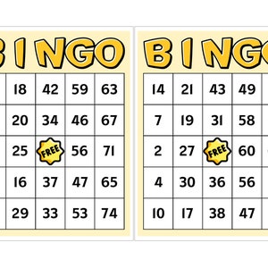 600 Simple Yellow Bingo Cards Pack - Bright, Cheerful Party Game - 1/2 ...