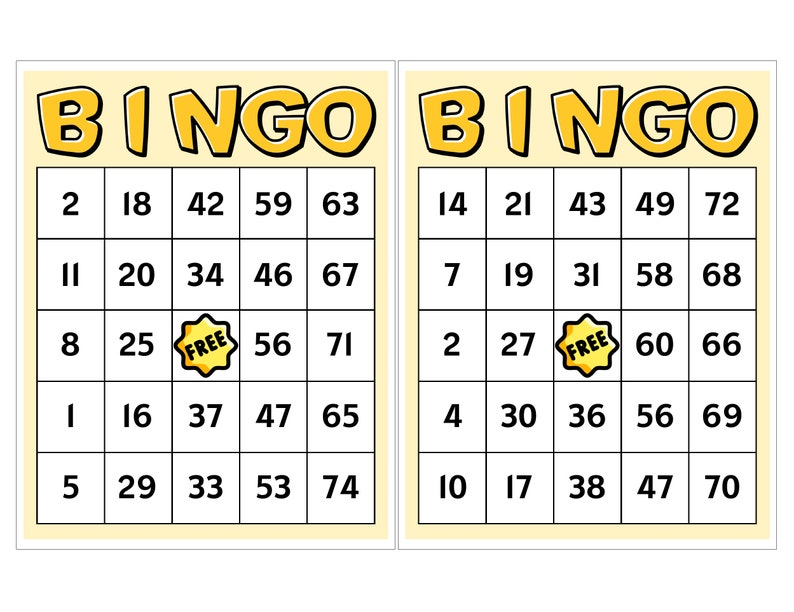 600 Simple Yellow Bingo Cards Pack - Bright, Cheerful Party Game - 1/2 ...