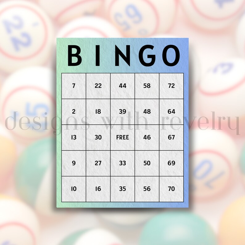50 Bingo Cards: Gradient Shades Kids' Game Classroom Favorite Event ...