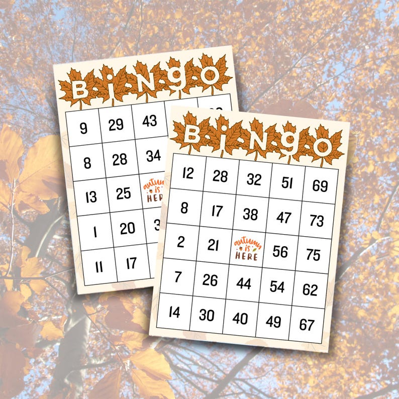 300 Autumn Leaves Themed Bingo Cards - Ideal for Fall Parties ...