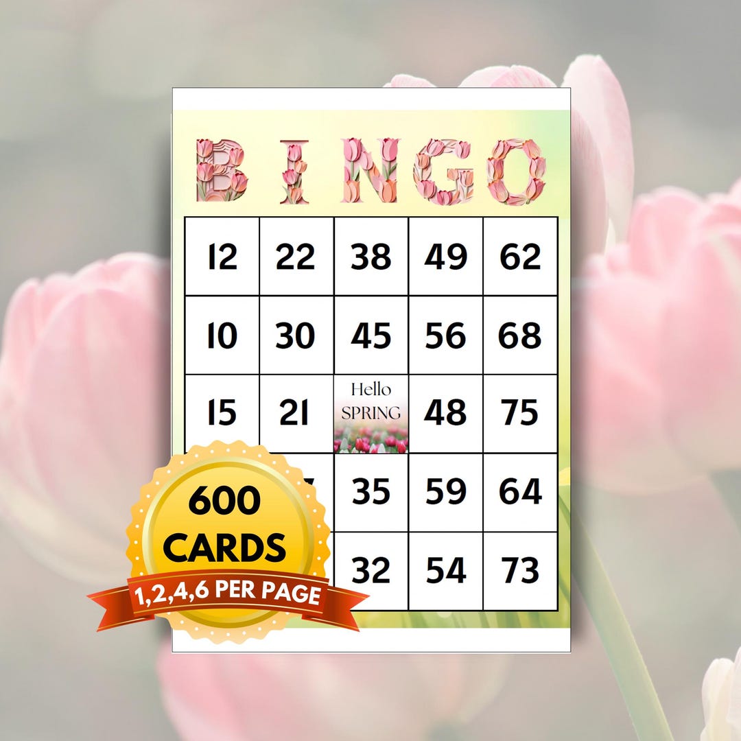 Pink Tulip Bingo Cards – 600 Floral Spring Party Game (digital Download ...