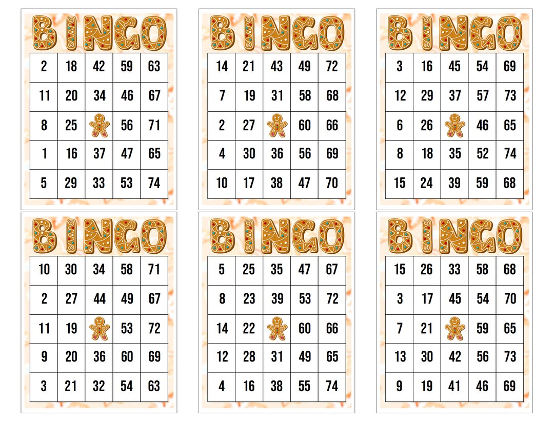 Gingerbread Christmas Bingo Cards: Festive Holiday Game (digital ...