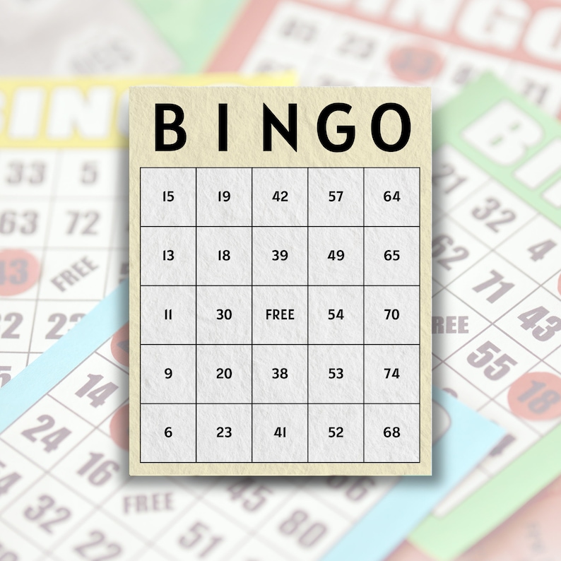 50 Simple Yellow Bingo Cards - Vibrant Game Set, 1/2/4/6 Cards per Page ...