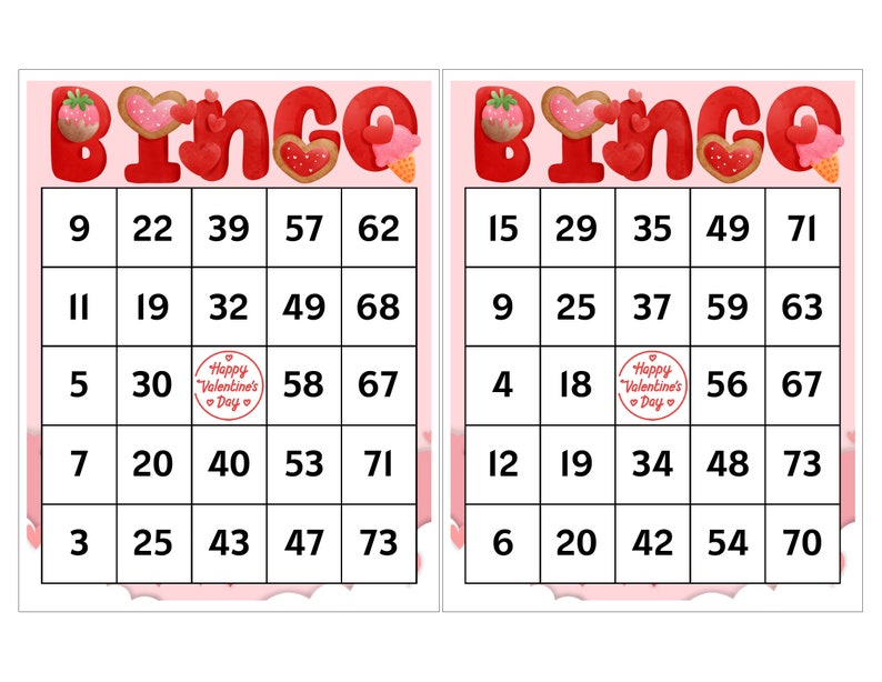 600 Valentine's Cookie Heart Bingo Cards - Sweetheart Edition - Perfect ...