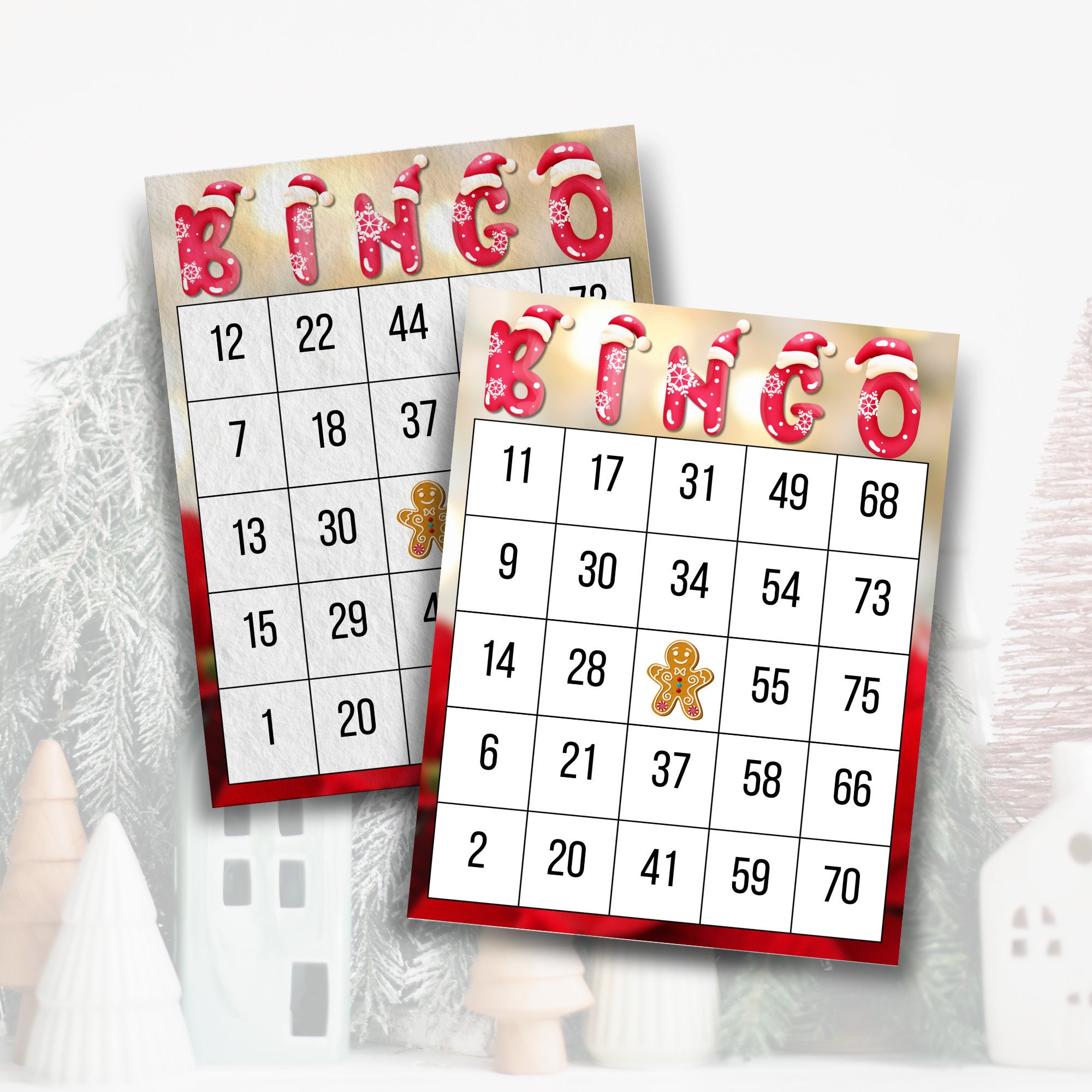 Christmas Hats Bingo Card Set – 600 Unique Red Santa Hat Designs ...