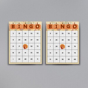 100 Pumpkin Bingo Cards, Autumn Leaves Design, 1/2/4/6 Cards per ...