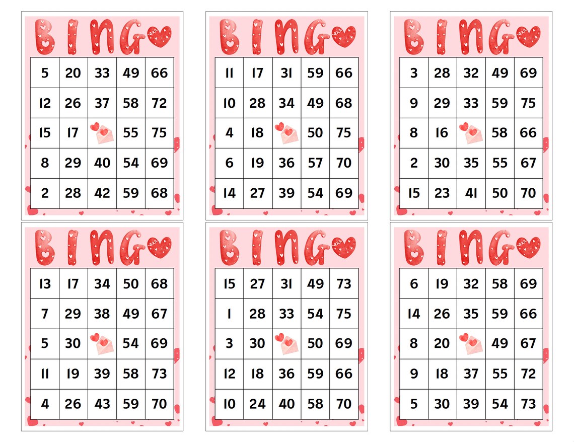 600 Valentine's Love Letter Bingo Cards - Romantic Themed Game - Ideal ...