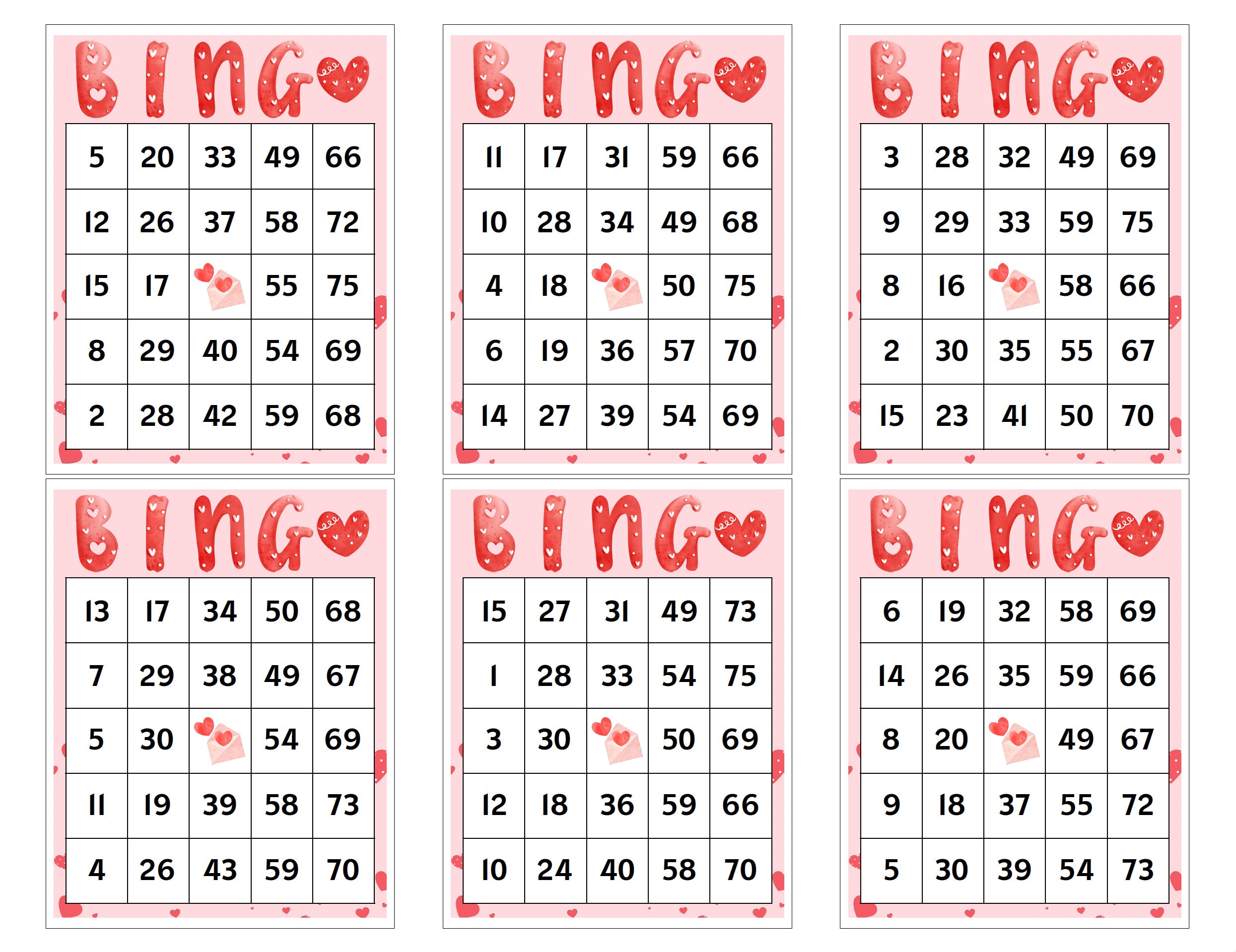 600 Valentine's Love Letter Bingo Cards - Romantic Themed Game - Ideal ...