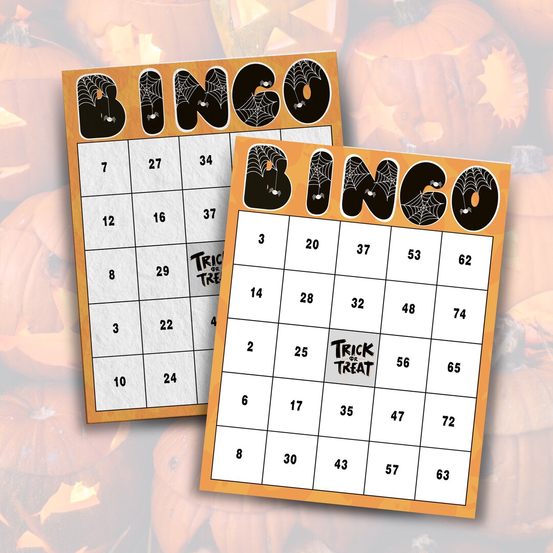 100 Digital Halloween Bingo Cards With Cobweb Design - Spooky Event ...