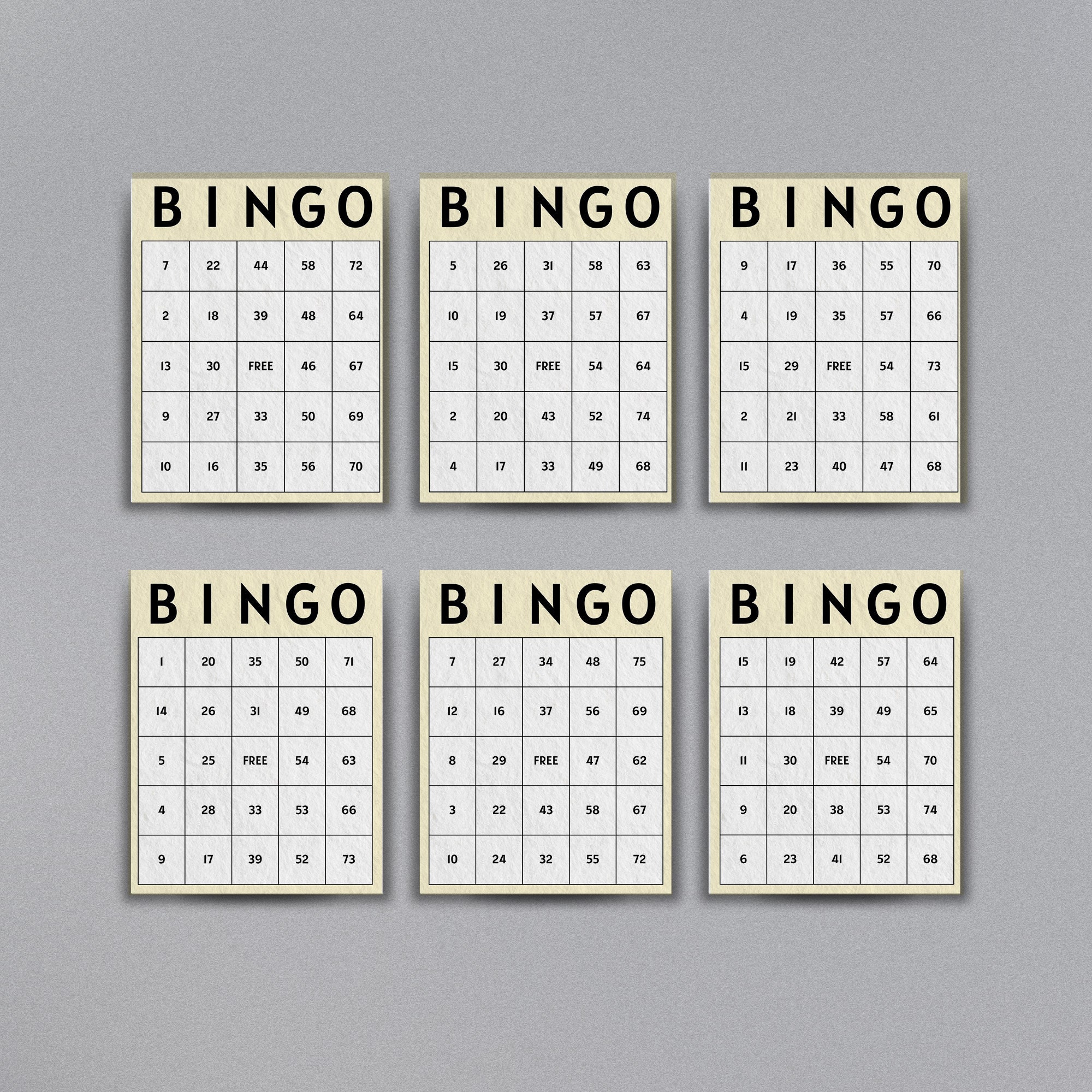 50 Simple Yellow Bingo Cards - Vibrant Game Set, 1/2/4/6 Cards per Page ...