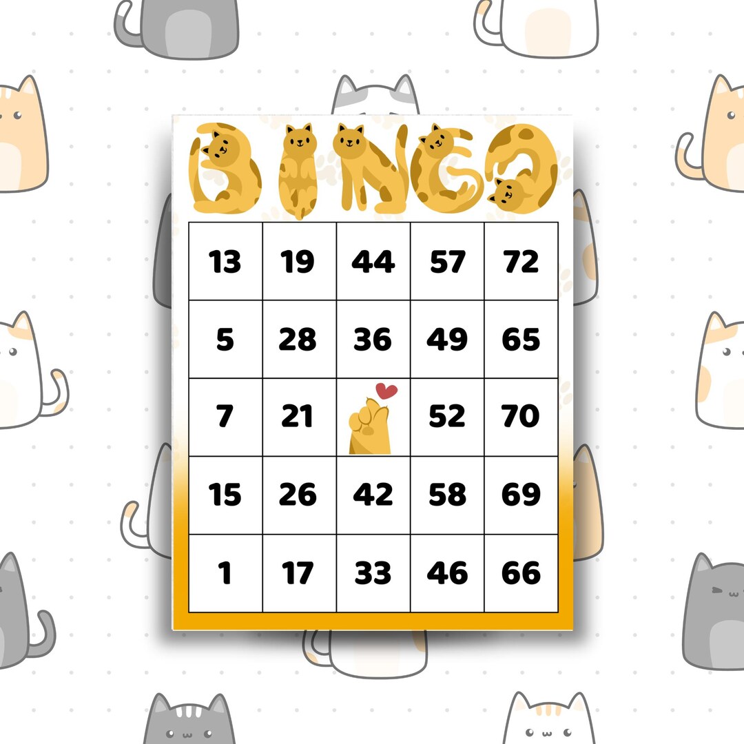 600 Cats Themed Bingo Cards With Finger Heart Design - Perfect for ...