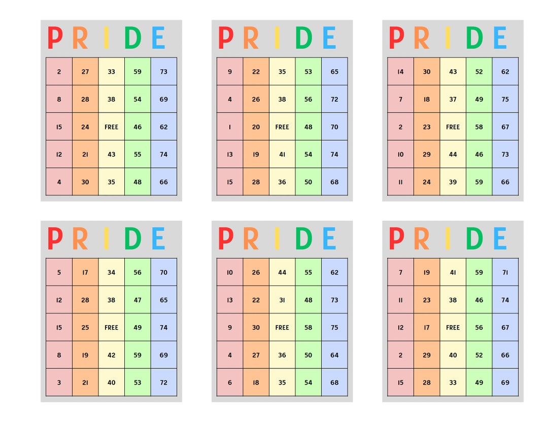 100 PRIDE Digital Bingo Cards, Digital Download, Perfect for PRIDE ...