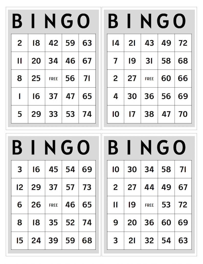 300 Cartões de Bingo Simples, Jogos de Festa (Download Digital) - Etsy ...