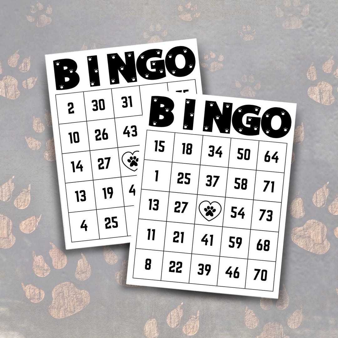 300 Cute Paw Prints Themed Bingo Cards - Perfect for Pet-themed Parties ...