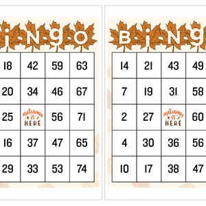 300 Autumn Leaves Themed Bingo Cards - Ideal for Fall Parties ...