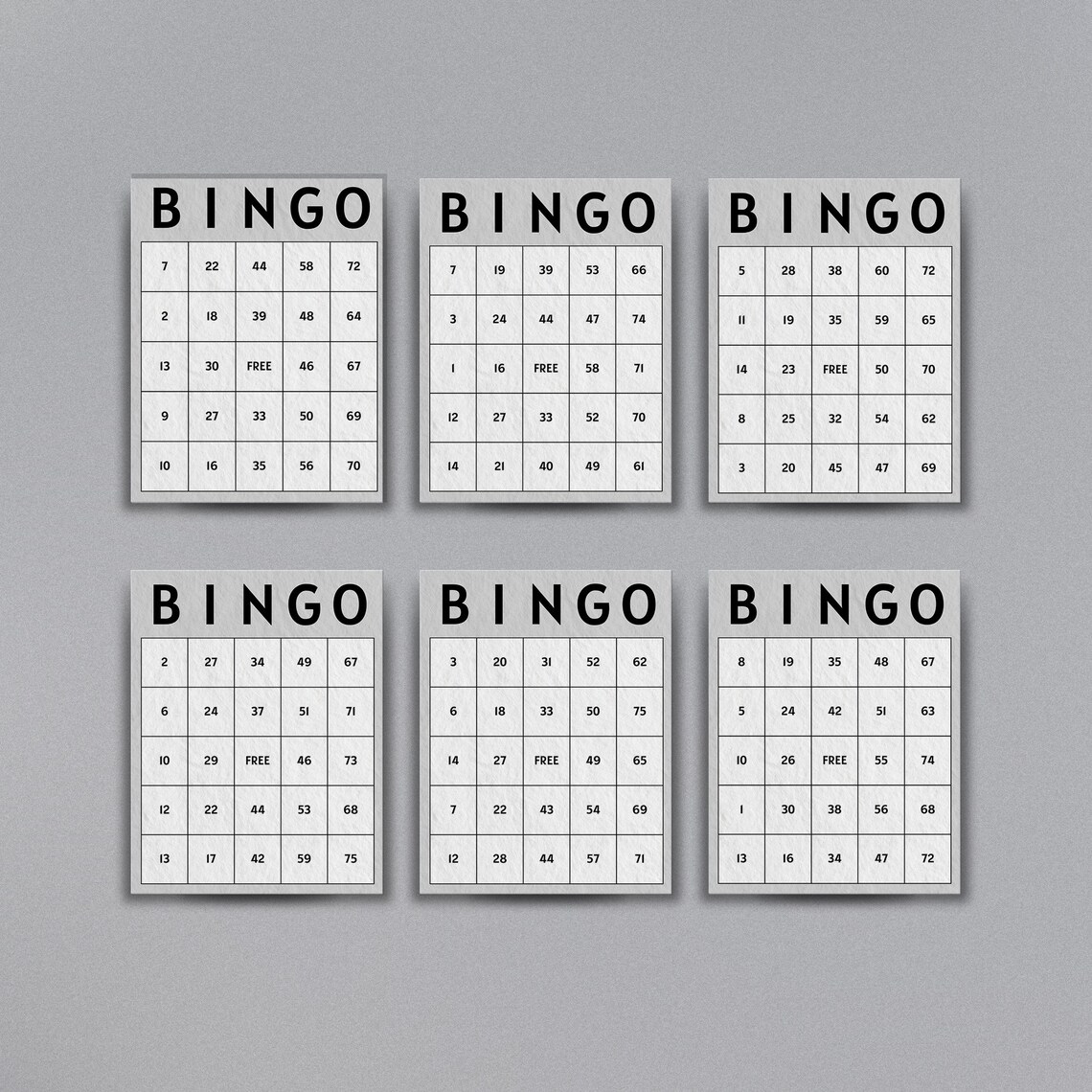 100 Simple Gray Bingo Cards Neutral, 1/2/4/6 Cards per Page, Ideal for ...