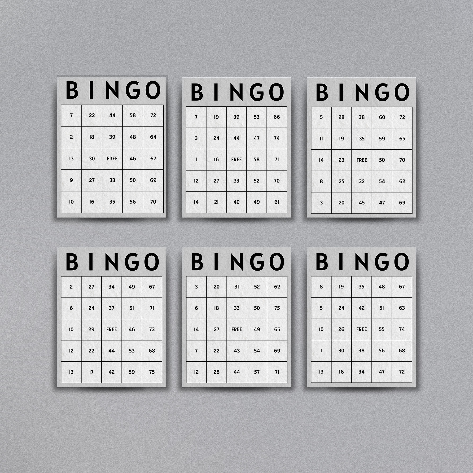 100 Simple Gray Bingo Cards - Neutral, 1/2/4/6 Cards per Page, Ideal ...