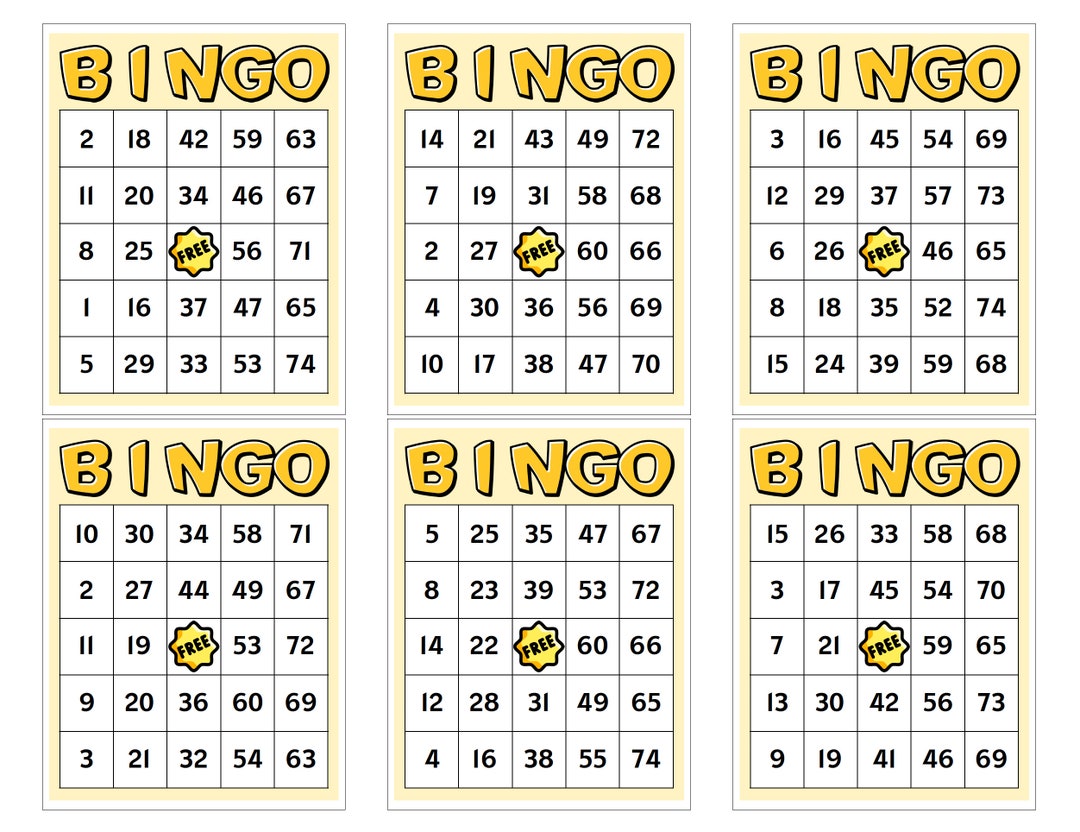 600 Simple Yellow Bingo Cards Pack - Bright, Cheerful Party Game - 1/2 ...