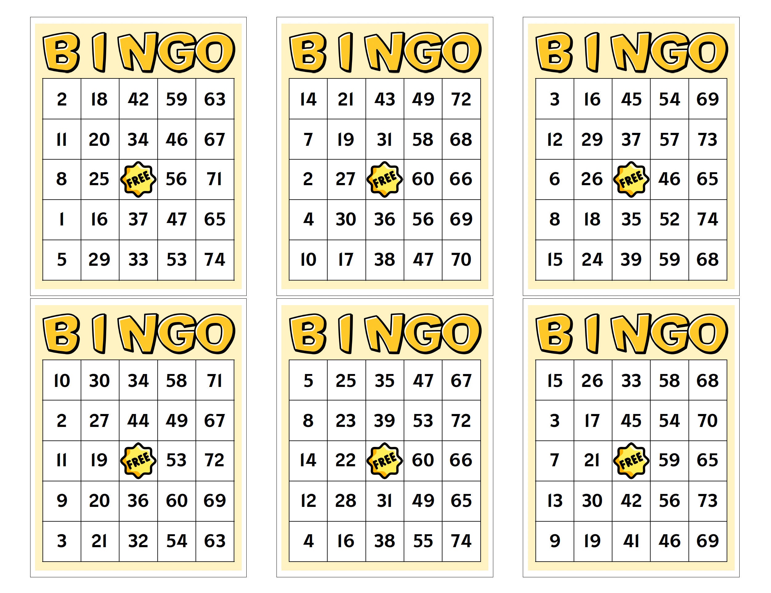 600 Simple Yellow Bingo Cards Pack - Bright, Cheerful Party Game - 1/2 ...