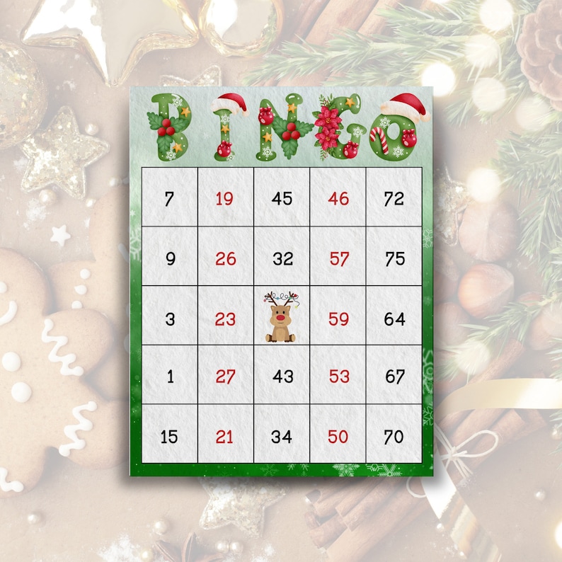 600 Unique Festive Bingo Cards With Christmas Decorations - Holiday ...