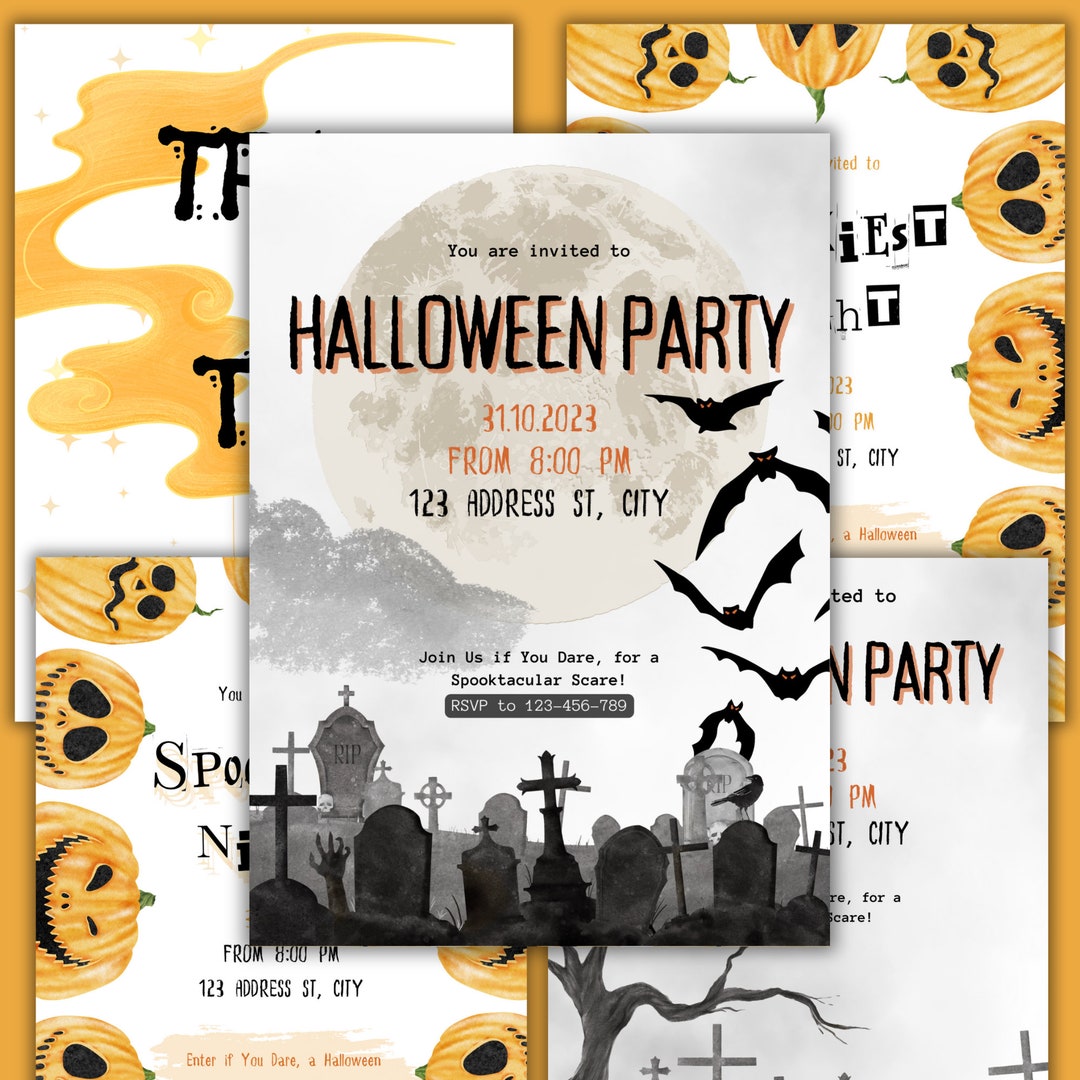 Editable Halloween Party Invitation Card Halloween Party - Etsy