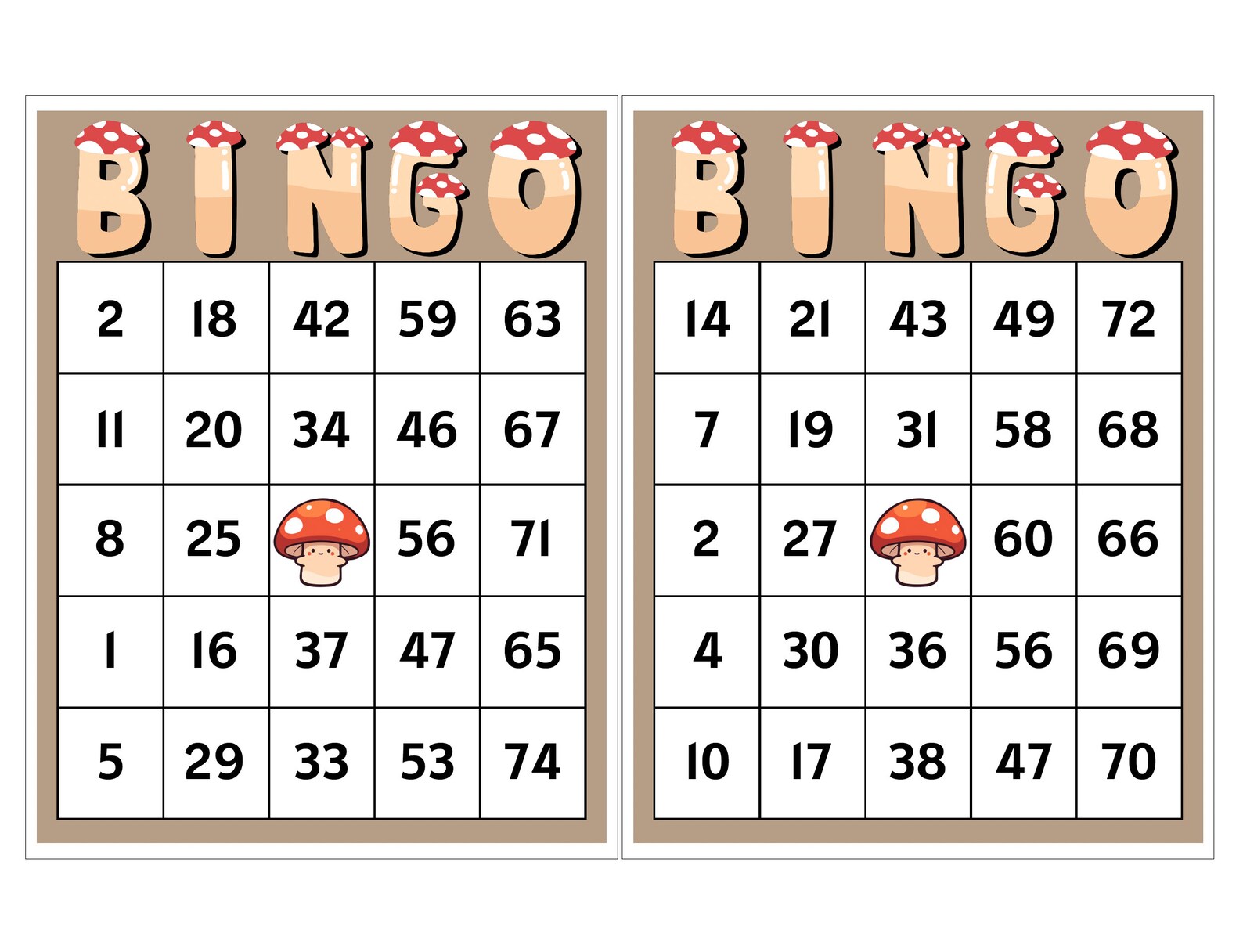 Enchanted Forest Mushroom Bingo Cards - 600 Digital Designs - Perfect ...
