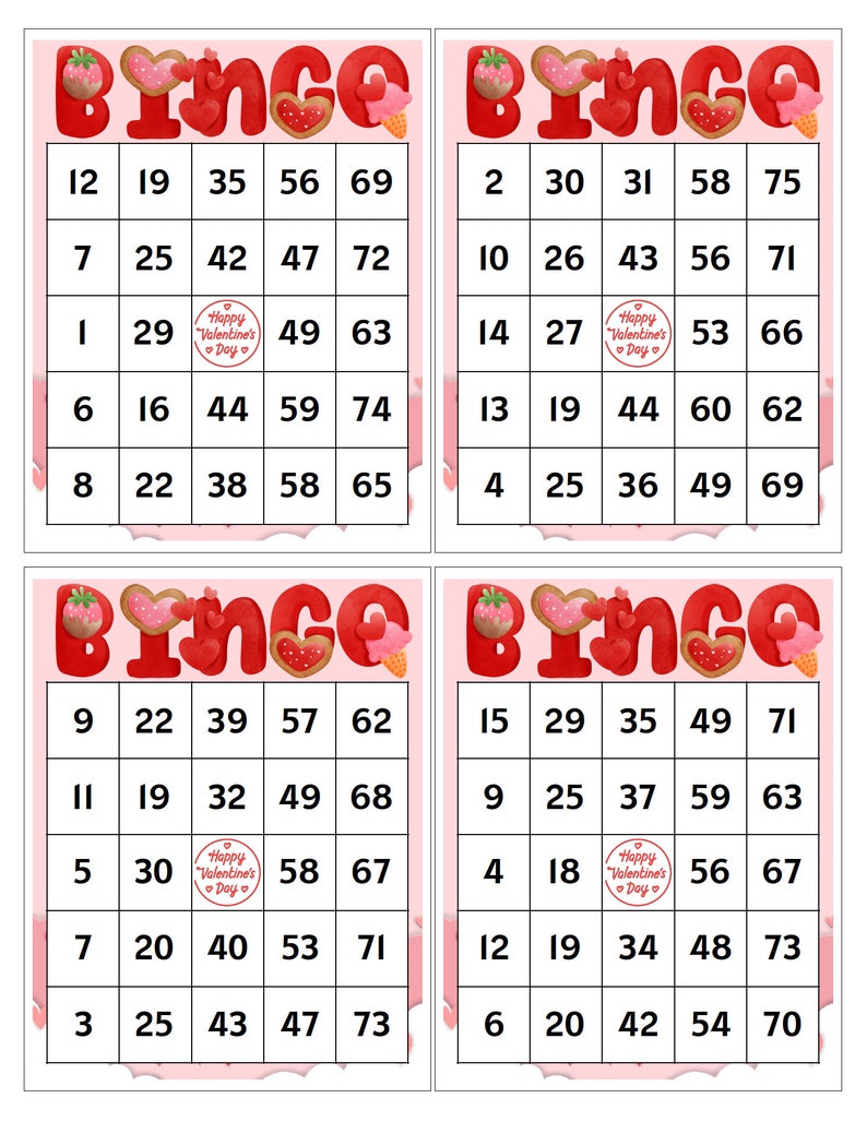 600 Valentine's Cookie Heart Bingo Cards - Sweetheart Edition - Perfect ...