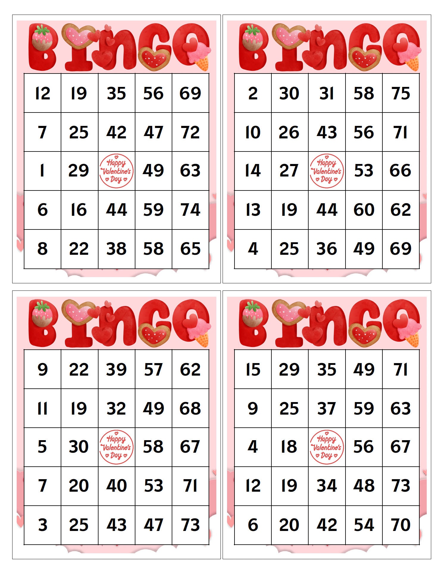 600 Valentine's Cookie Heart Bingo Cards - Sweetheart Edition - Perfect ...