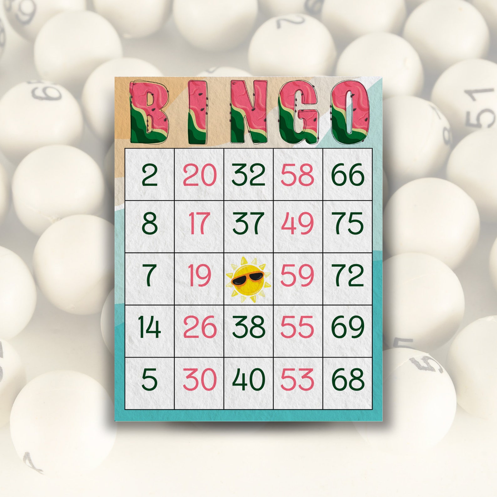 Summer Bingo Game: 300 Unique Cards, Party Fun (digital Download) - Etsy