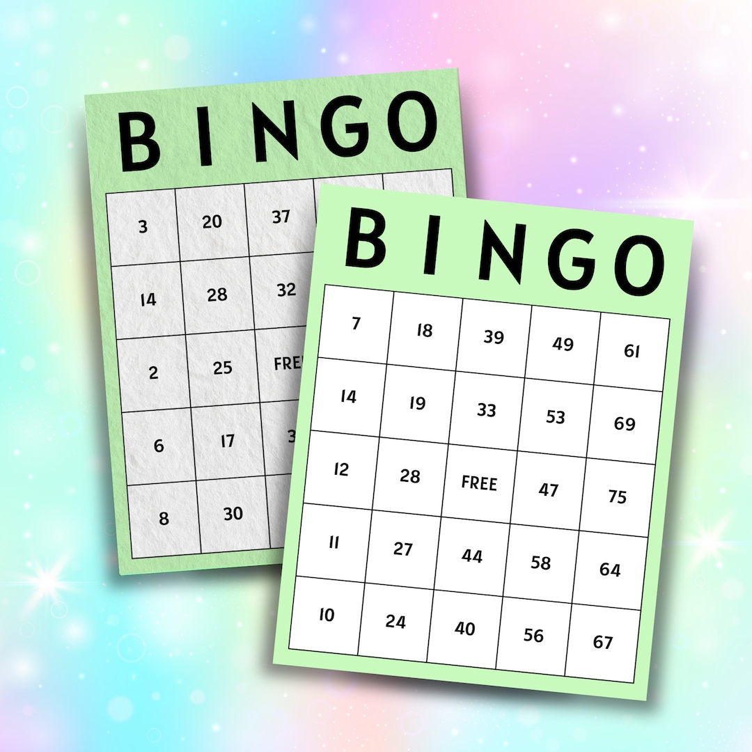 Green Bingo Cards | 100 Digital Games (digital Download) - Etsy