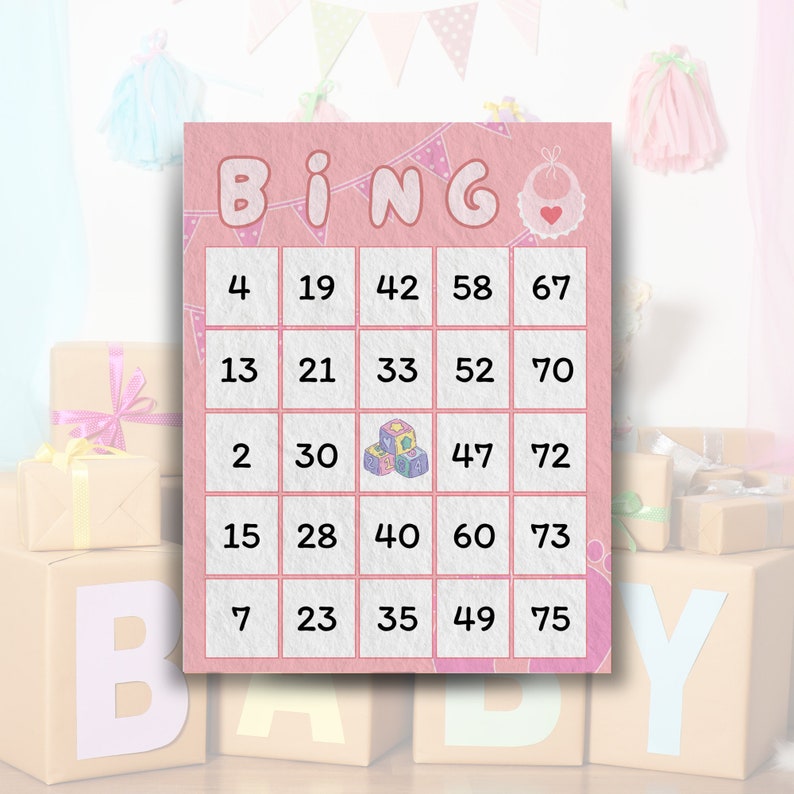 Pink & Blue Baby Shower Bingo Cards - Gender Reveal Game - 1/2/4/6 Pack ...