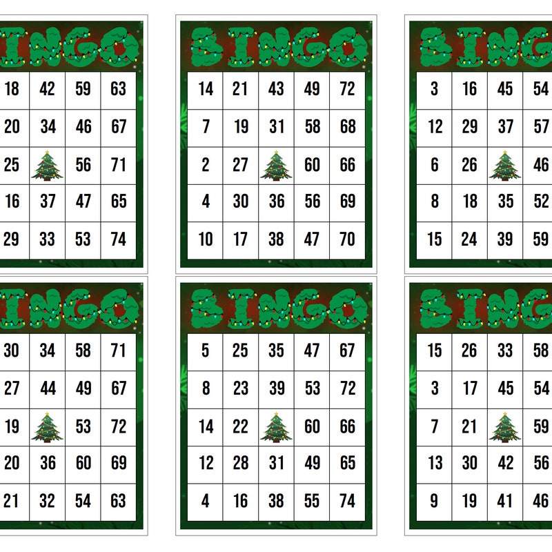 Christmas Tree Bingo Cards - Etsy