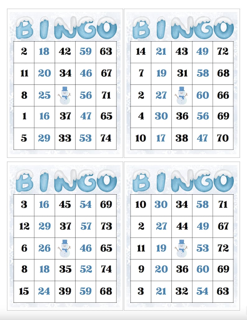 Winter Wonderland Bingo Card Set | 300 Unique Cards | Perfect for ...