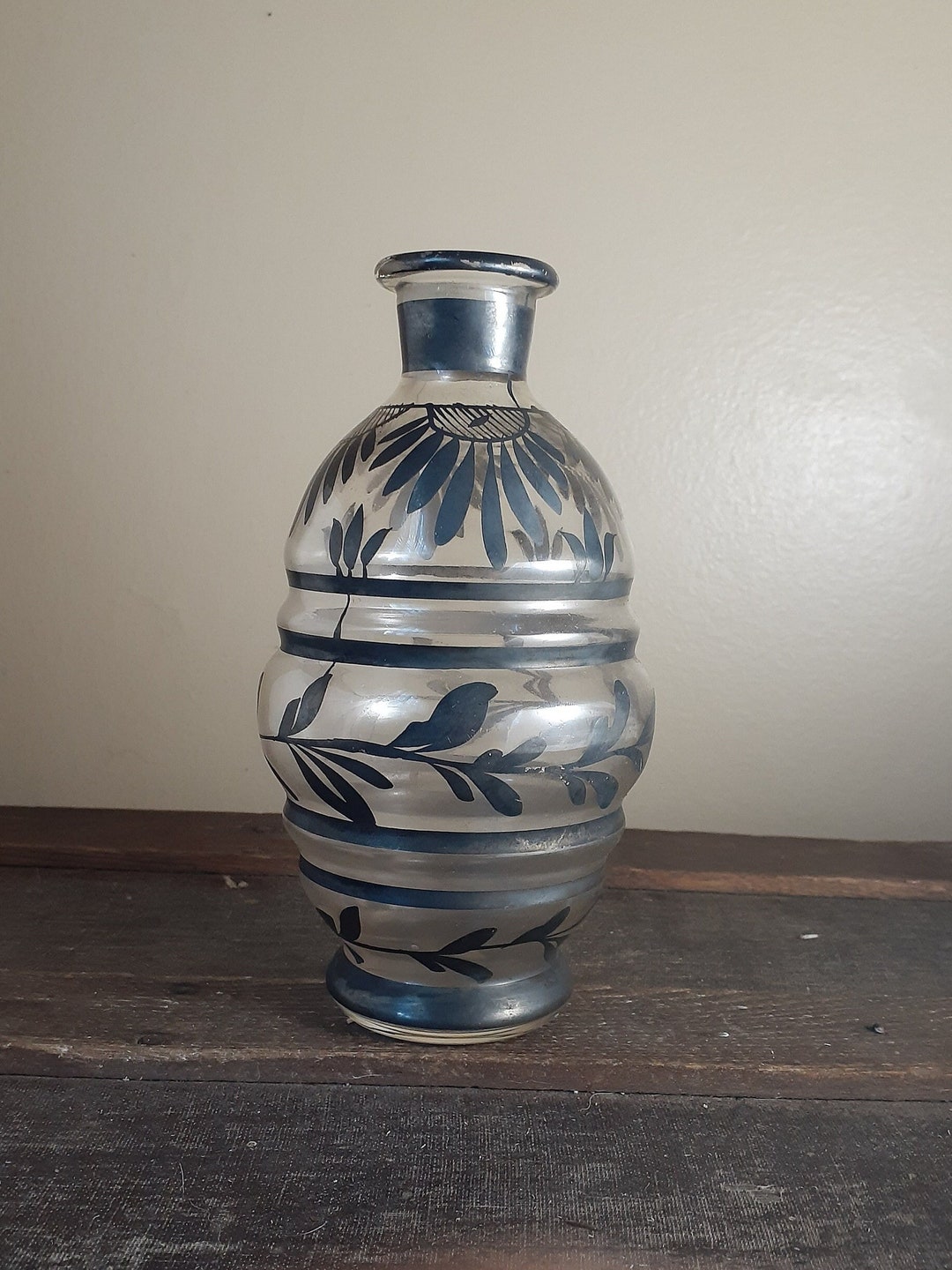 Blown Glass Silver Overlay Art Nouveau Vase - Etsy