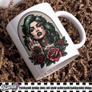 Middle Finger Respectfully PNG Tattooed Girl, Retro Sassy Design ...