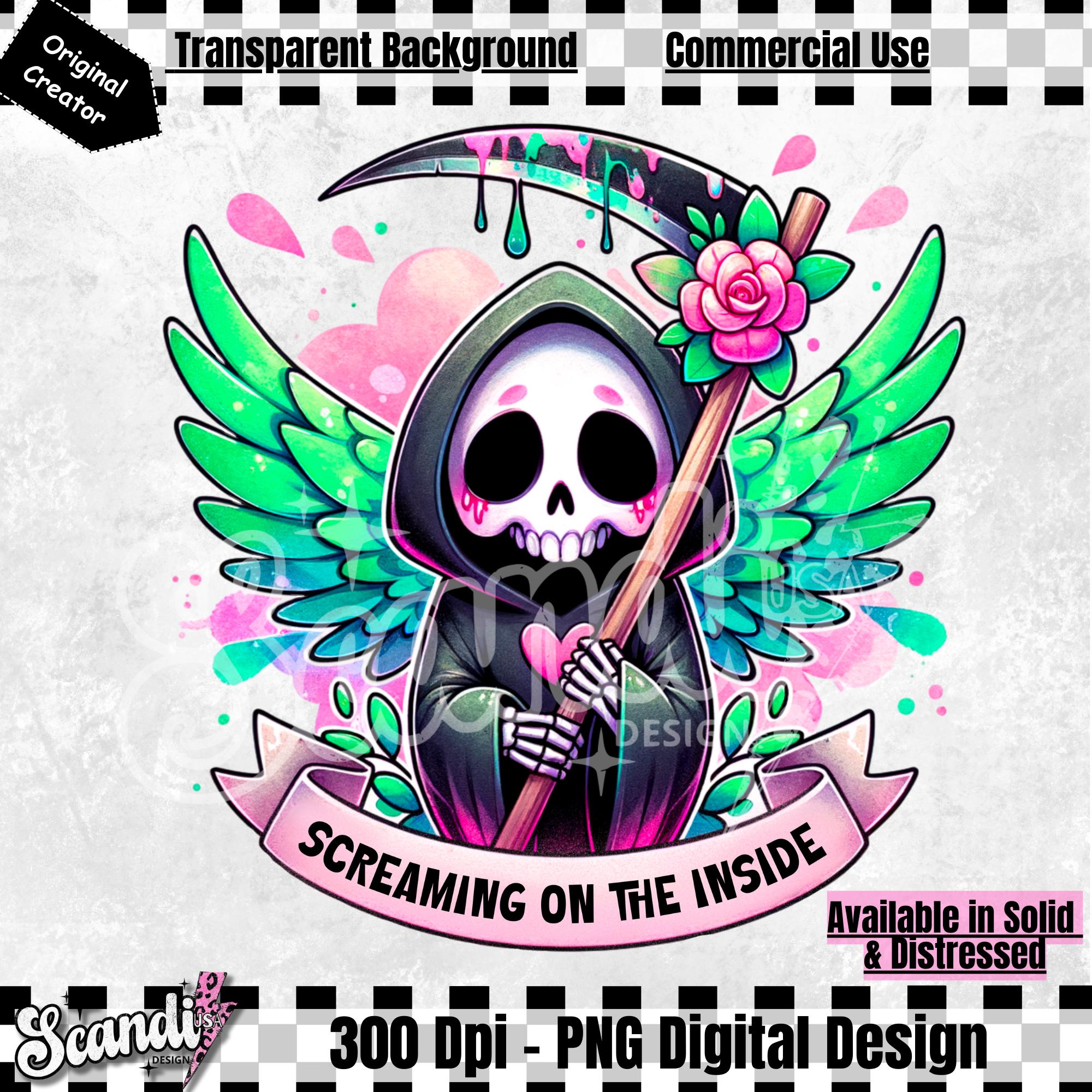 Screaming on the Inside PNG, Grim Reaper Clipart, Snarky Skeleton ...