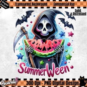 Cute Summerween Clipart Spooky Summer Halloween Sublimation Watermelon ...