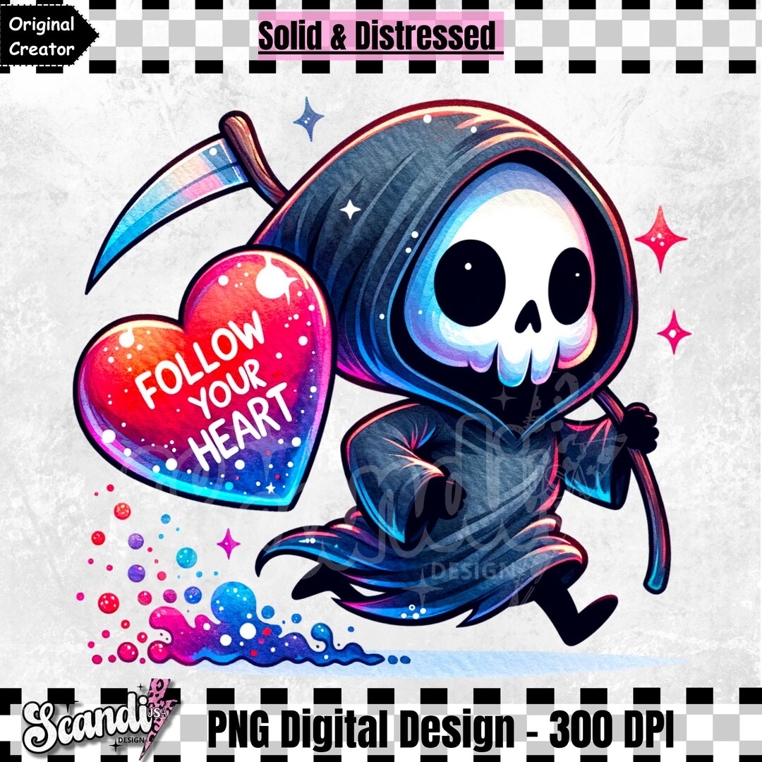 Follow Your Heart Grim Reaper PNG, Cute Clipart, Valentines Day ...
