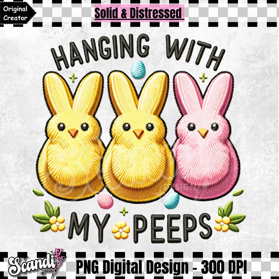 Faux Embroidery Easter Peeps Clipart, Cute Bunny Shirt Sublimation ...