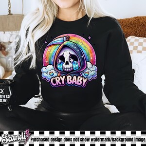 Cry Baby PNG | Crying Grim Reaper Clipart | Sad Skeleton Design | DTF ...