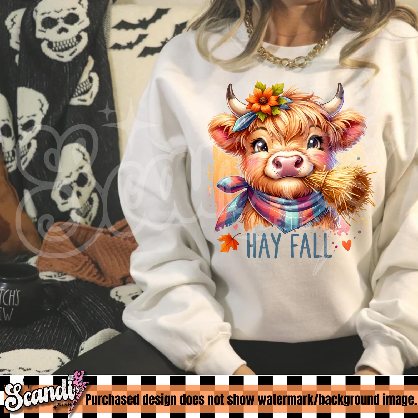 Hay Fall Highland Cow PNG | Cute Heifer Cow Sublimation Design ...