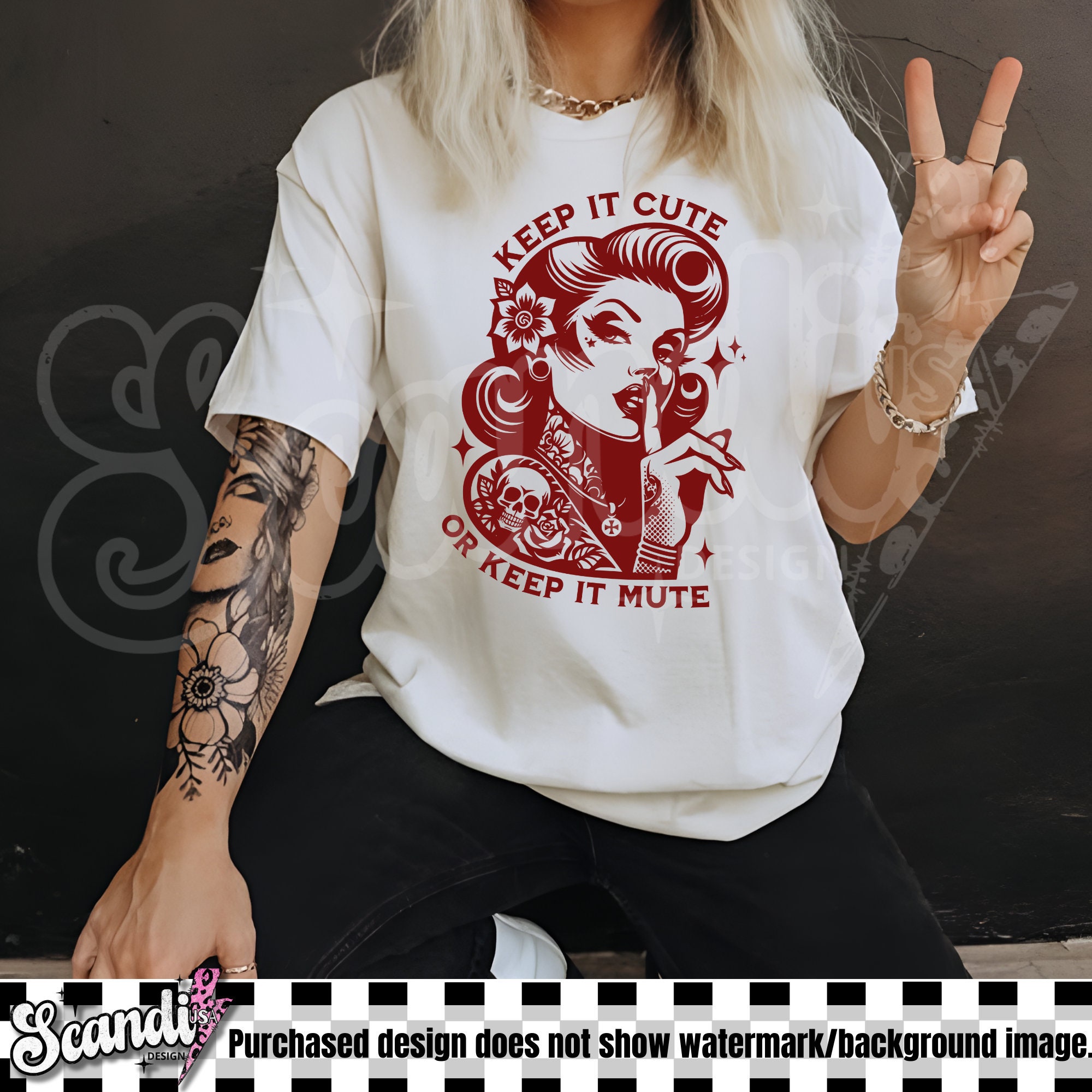 Keep It Cute or Keep It Mute PNG | Retro Girl Design (digital Download ...