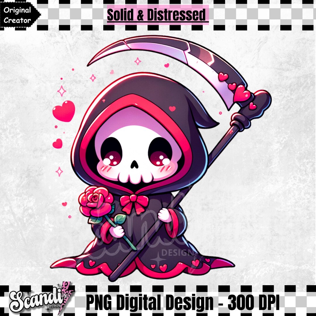 Cute Grim Reaper Love PNG, Funny Valentine Shirt, Sticker Design ...