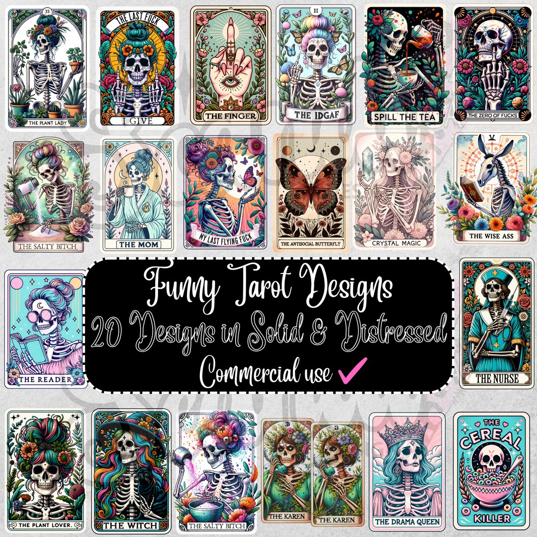 Funny Tarot Cards Bundle PNG | Sublimation | Tarot Card PNG | Funny ...