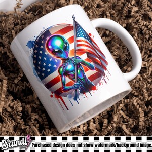 Cute Patriotic Alien Clipart | Funny 4th of July Sublimation Design ...